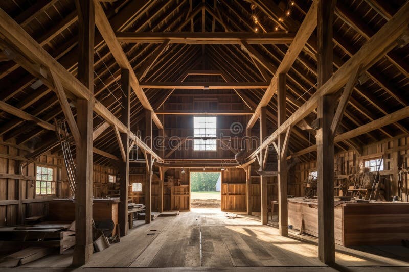 Interior of the Barn Showing Restored Wooden Structure Stock ...