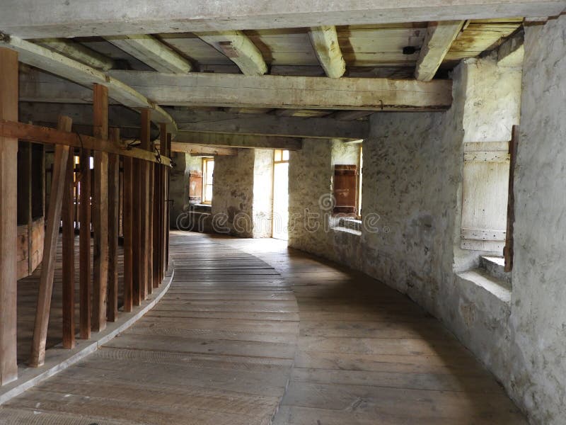Shaker Interior Round Stone Barn Windows, Shutters, Door, Floor Stock ...