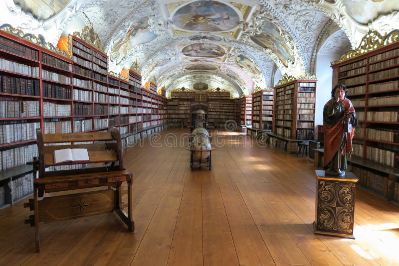 Interior of a Baroque Library in the Strahov Monastery in Prague ...