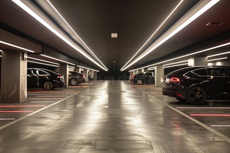 Interior of Basement Carpark, Modern Contemporary Elements, Luxury ...
