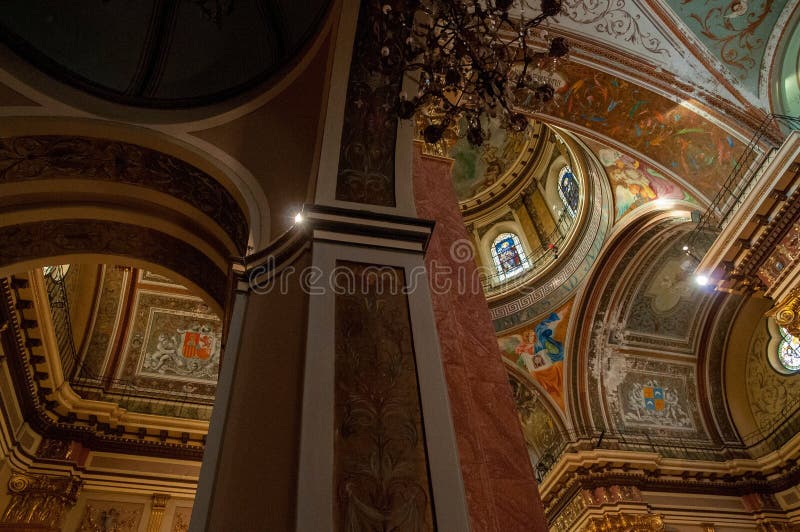 Interior of the Basilica and Monastery of San Francisco with a ...
