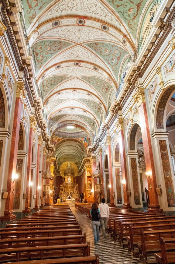 Interior of the Basilica and Monastery of San Francisco with Empty Pews ...