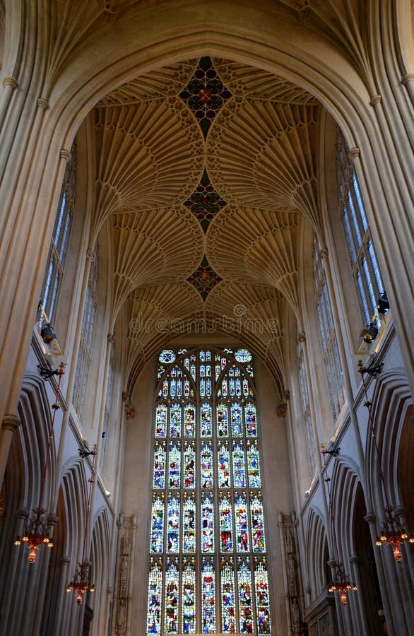 Interior from Bath Cathedral Stock Photo - Image of roof, cloister ...