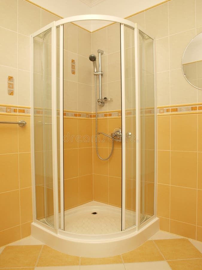 Modern En Suite Bathroom with Large Shower Stock Image - Image of ...