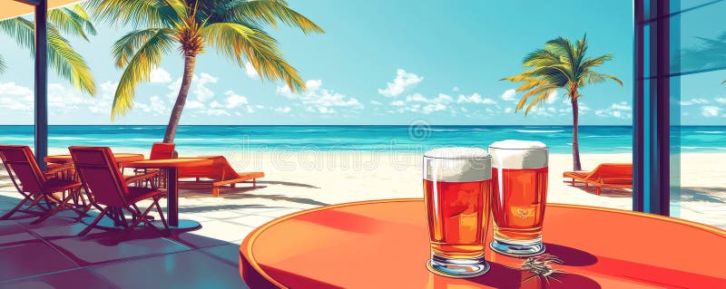 Interior of a Beachfront Restaurant that is Bright and Has an Ocean ...