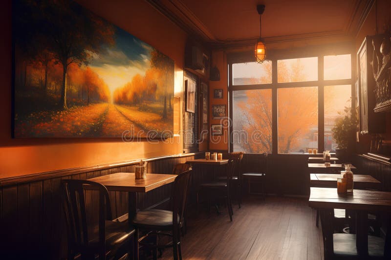 Interior of a Beautiful Cozy Restaurant in Autumn. Toned Stock ...