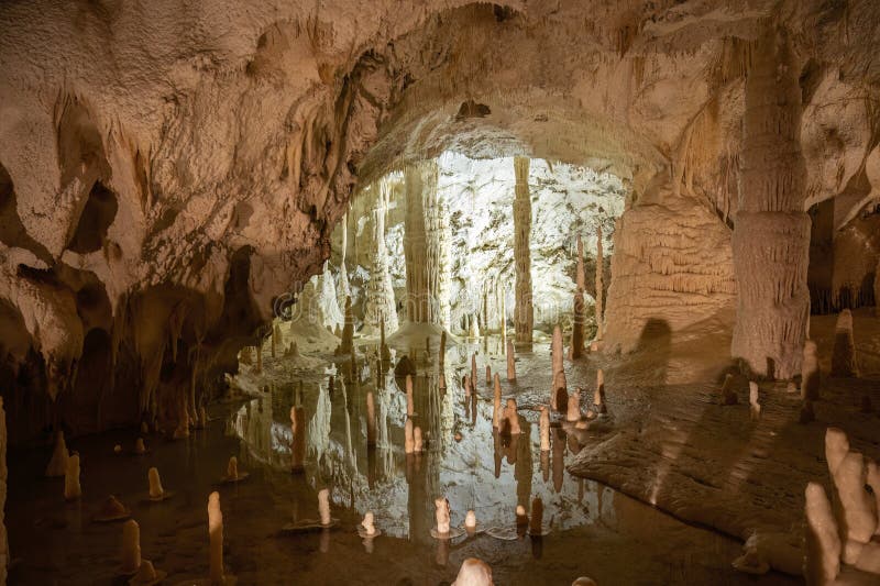 Interior of the Beautiful and Evocative Frasassi Caves in Italy Stock ...