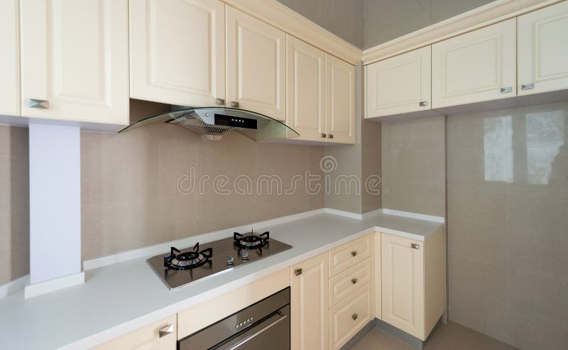 Interior of Beautiful Kitchen Stock Photo - Image of beige, decoration ...