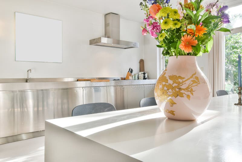 Beautiful kitchen design stock photo. Image of luxury - 222561100