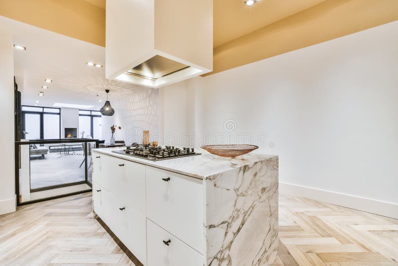 Beautiful kitchen design stock image. Image of spacious - 222803319