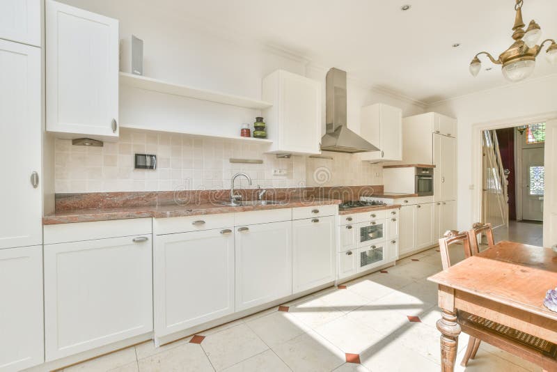 Beautiful kitchen design stock photo. Image of inside - 225304934