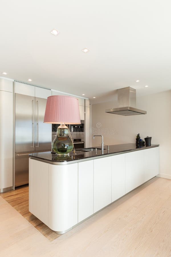 Interior, Beautiful Modern Kitchen Stock Image - Image of furniture ...