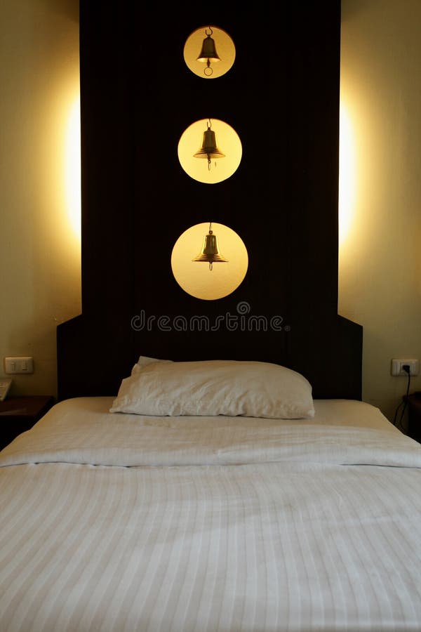 Interior Bedroom Bed Head with Bell Stock Image - Image of decorating ...