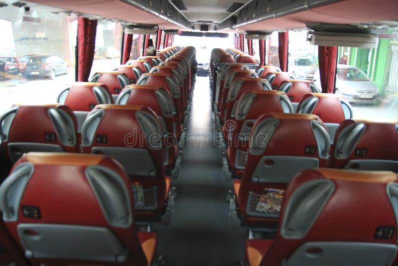 Interior of Big Coach Bus with Leather Seats Stock Image - Image of ...