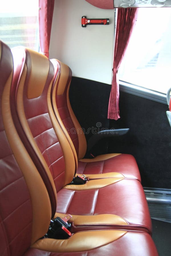 Interior of Big Coach Bus with Leather Seats Stock Image - Image of ...