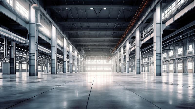 The Interior of a Big Industrial Building or Factory with Steel ...