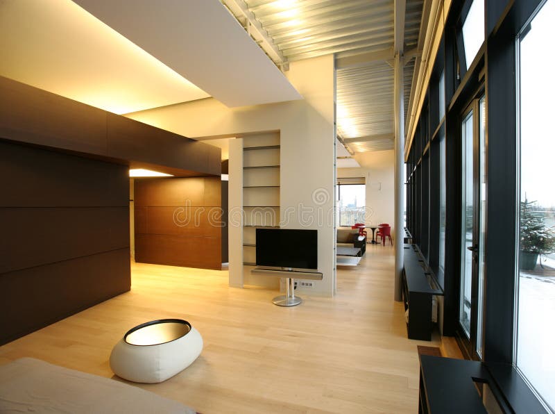 Interior of a Big Room in Perspective Stock Image - Image of ...