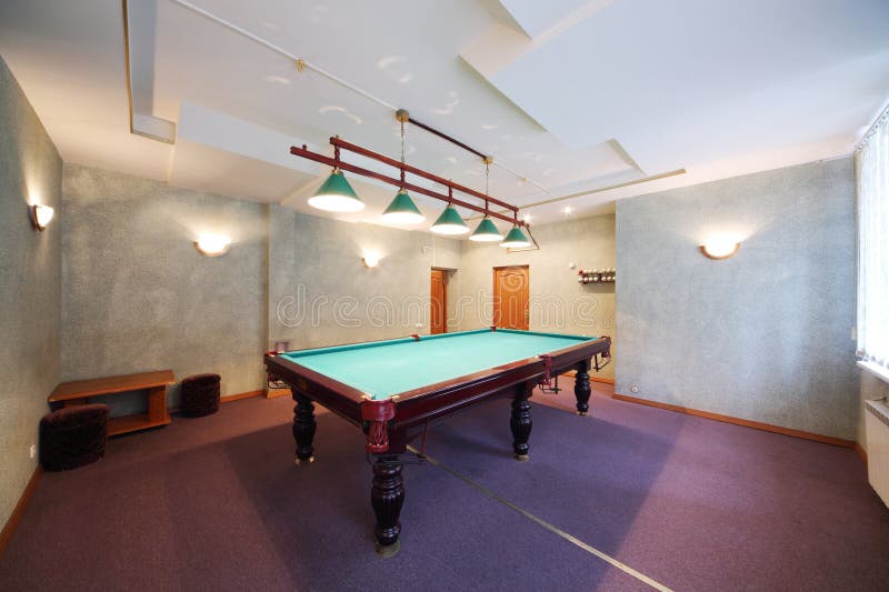 Interior of a Billiard Room with a Pool Table Stock Image - Image of ...