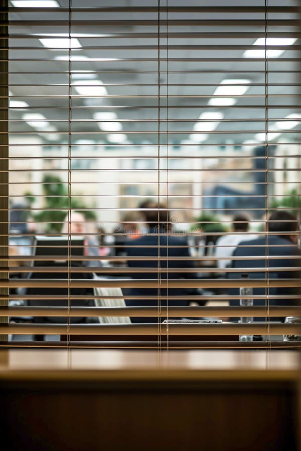 Interior Blinds in an Office, People Seen through the Blinds in the ...