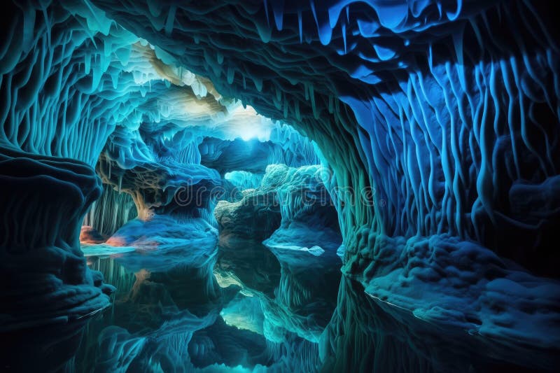 Interior of a Blue Cave with Stalactites and Icicles, a Mesmerizing ...