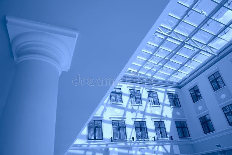 Interior in blue color stock image. Image of stylish, light - 5117245