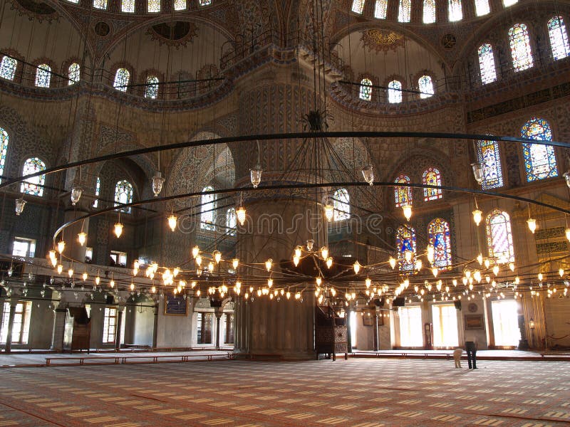 Inside the Islamic Blue Mosque in Istanbul Stock Photo - Image of ...