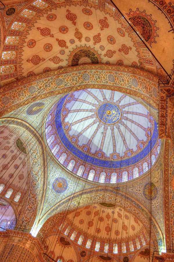 Istanbul, Turkey: the Interior of Blue Mosque Sultan Ahmed Mosque Stock ...