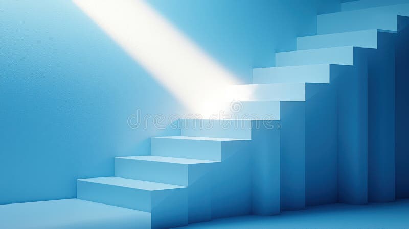 Interior of a Blue Room Featuring a Staircase Ascending Towards a ...