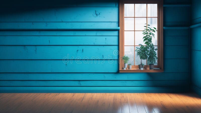 Interior of a Blue Room with a Window. Stock Illustration ...