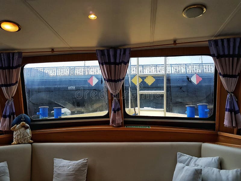 Interior of a Boat with a View through the Windows Stock Photo - Image ...
