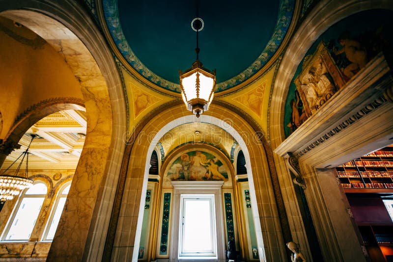 The Interior of the Boston Public Library at Copley Square, in B ...