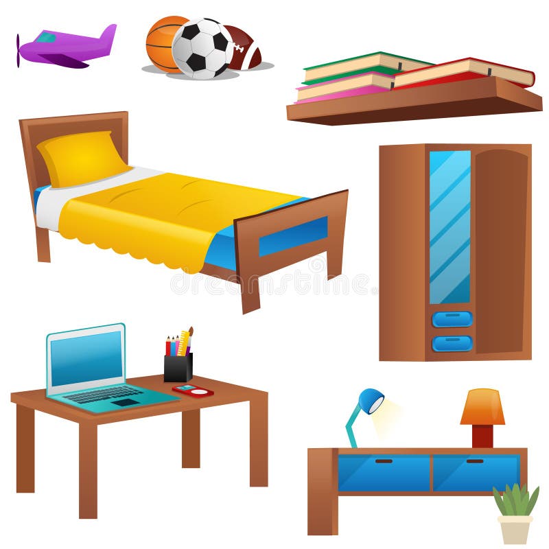 Interior of a Boy`s Room Vector Illustration Design Stock Illustration ...