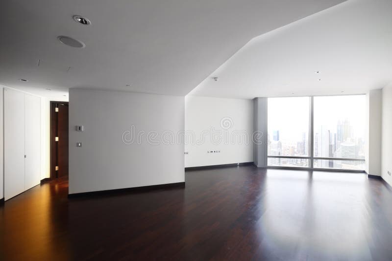 Interior of Bright Empty Room Stock Photo - Image of living, floor ...
