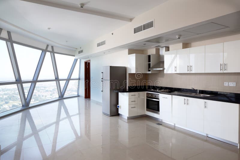 Interior of Bright Empty Room Stock Image - Image of decoration, modern ...