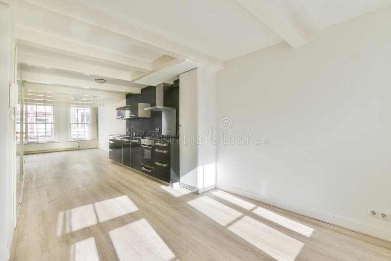 Interior of a Bright Empty Room Stock Photo - Image of black, design ...