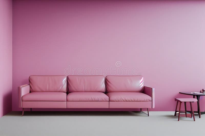 Interior of Bright Pink Modern Room with Comfortable Sofa. Generative ...