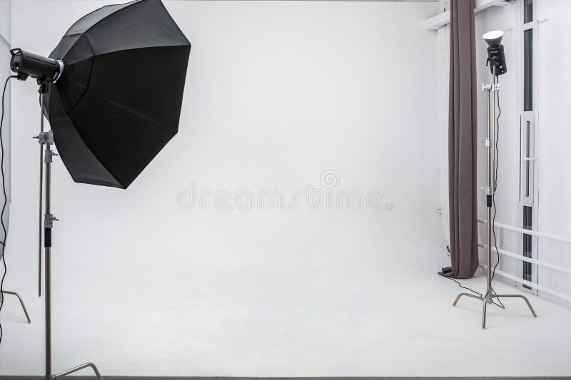 Interior of Bright Space of Photo Studio with Large White Cyclorama ...