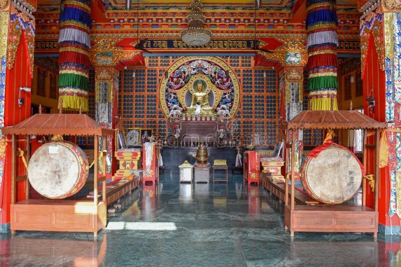 Interior of Buddhist Monastery at the Monastic Zone of Lumbini on Nepal ...
