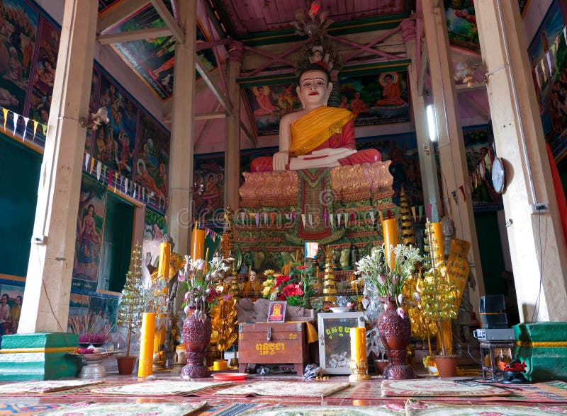 Interior of Buddhist Temple in Cambodia Stock Image - Image of indohina ...