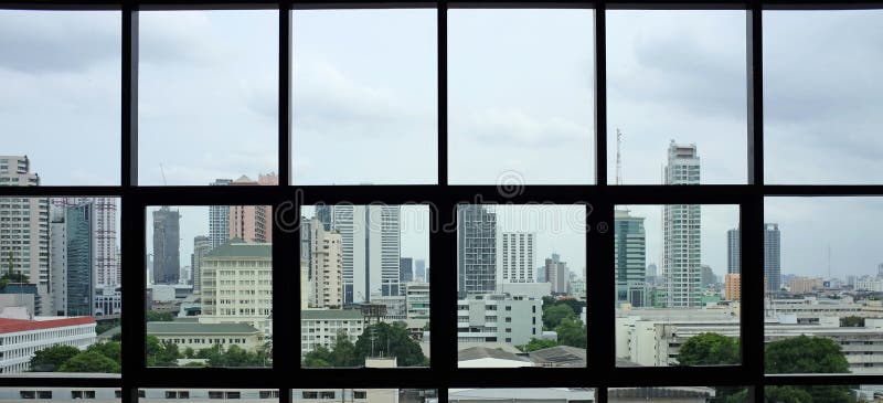 The Interior of the Building`s View of the City from the Office Windows ...