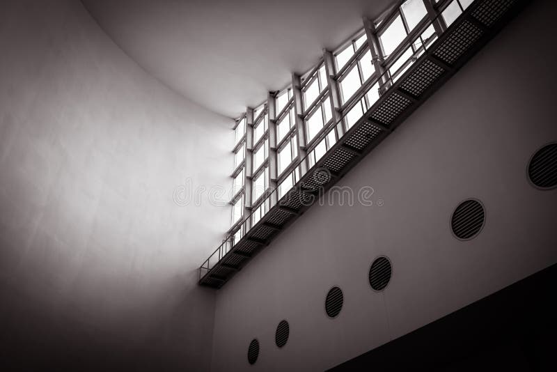 Interior Building with Windows and Wall. Stock Photo - Image of ...