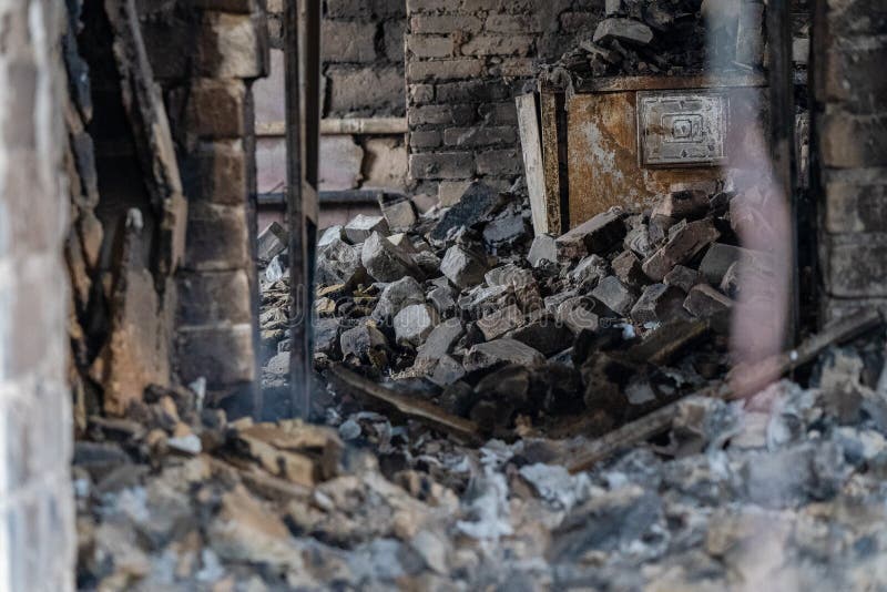 Interior of the Burned-down House after the Fire Stock Image - Image of ...