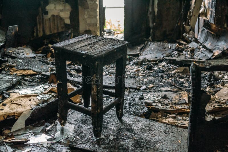 Interior of Burned by Fire House Stock Photo - Image of indoor, house ...