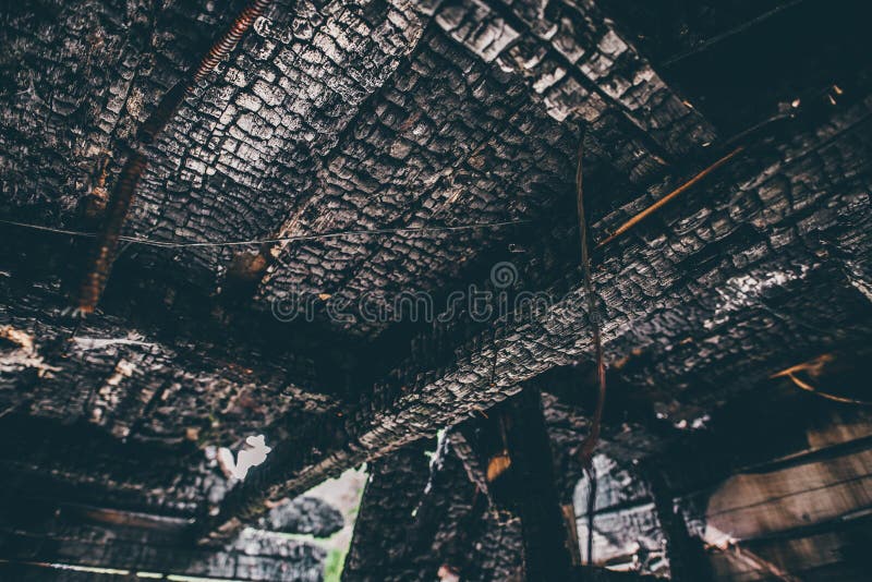 Interior of a Burnt Fire Home Stock Image - Image of destruction, black ...