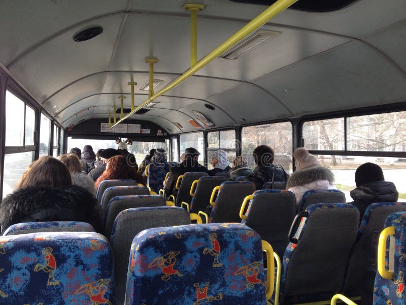 Interior of Bus with Passengers Editorial Stock Image - Image of ...