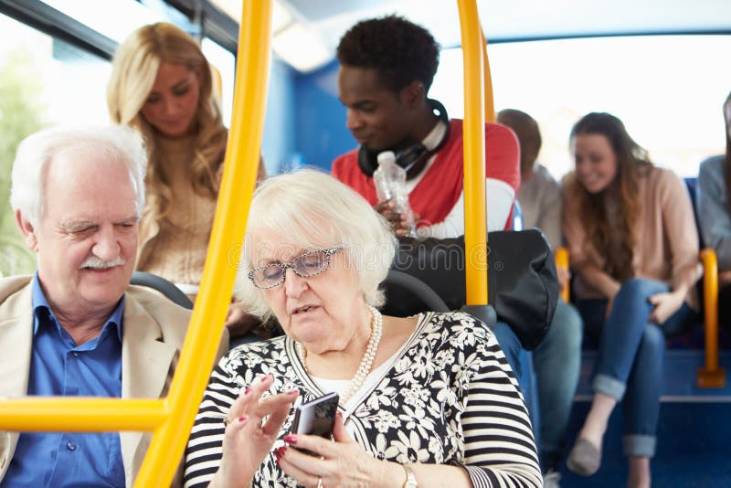 Interior Of Bus With Passengers Royalty Free Stock Photos - Image: 35788478