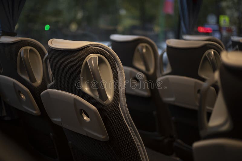 The Interior of the Bus. Seats Inside the Transport Stock Image - Image ...