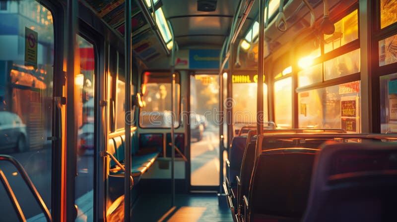 Interior of a Bus with Sunrise Coming through Windows Stock Image ...