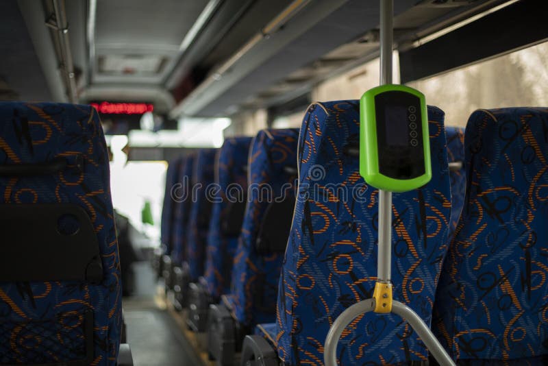 Interior of Bus. Ticket Reading System in Bus Stock Image - Image of ...