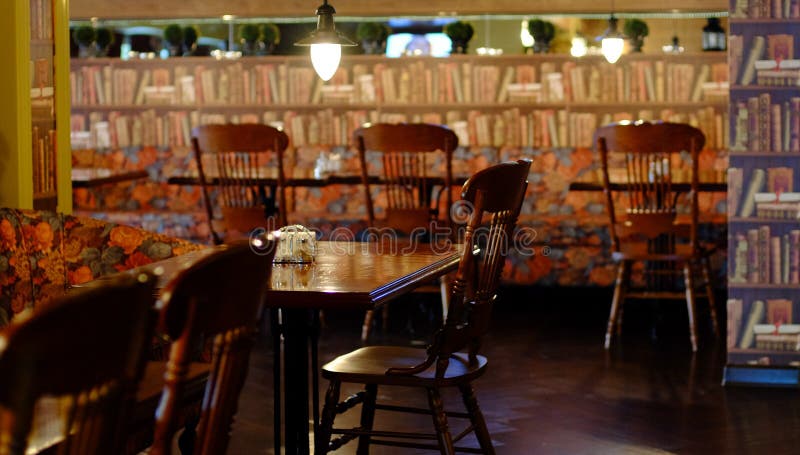 The interior of the cafe stock image. Image of library - 58267127